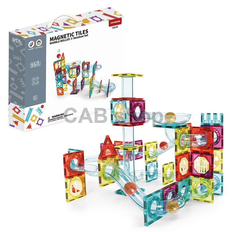 Magnetická stavebnice 95ks sada - Magnetic Tiles Marble Roller II
